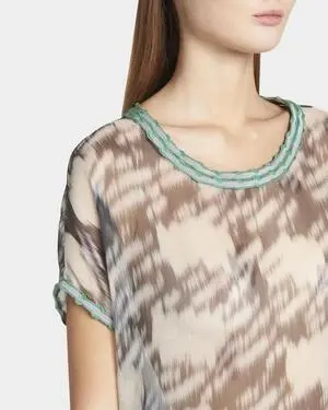 Giorgio Armani Abstract Leopard Print Sheer Blouse