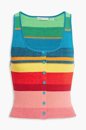 Alice + Olivia Alice Olivia Daryn Striped Ribbedknit Tank - Multicolor
