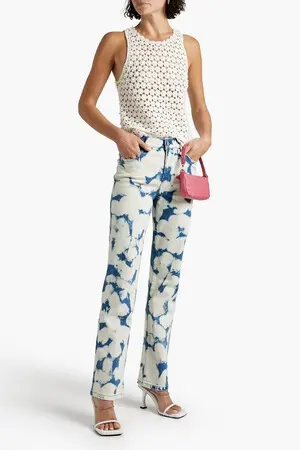 Alice + Olivia Embellished Crocheted Linen-blend Tank
