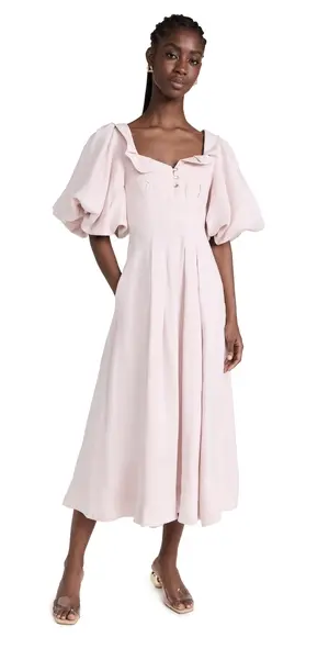 Aje Jessica Frill Midi Dress In Blush Pink - 70% Off | Editorialist