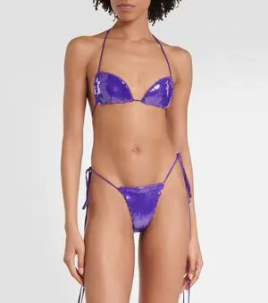 LAQUAN SMITH Sequined Halterneck Bra Top