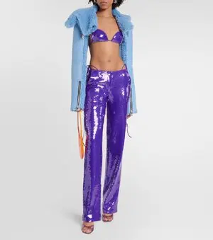 LAQUAN SMITH Sequined Halterneck Bra Top