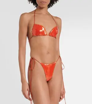 LAQUAN SMITH Sequined Halterneck Bra Top