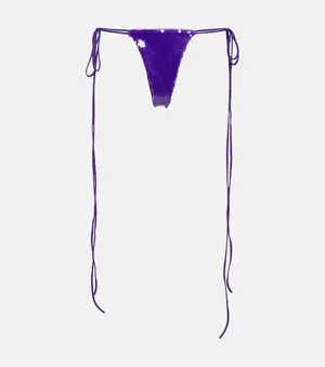 LAQUAN SMITH Sequined Side-tie Panties - Purple