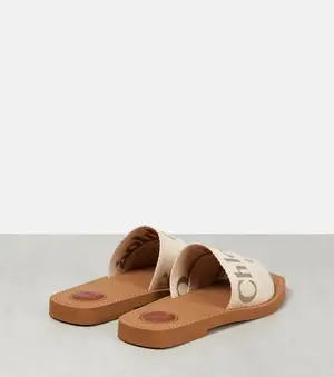 Chloé Woody Canvas Slides - Beige
