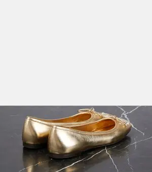 JIMMY CHOO Elme Metallic Leather Ballerinas - Gold