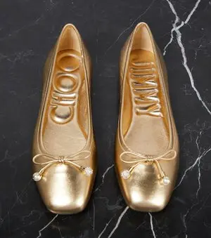 JIMMY CHOO Elme Metallic Leather Ballerinas - Gold