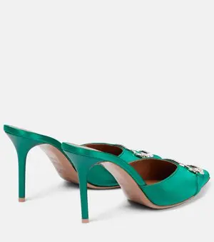 MALONE SOULIERS Missy 85 Embellished Mules - Green