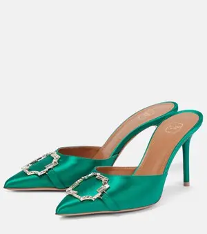 MALONE SOULIERS Missy 85 Embellished Mules - Green