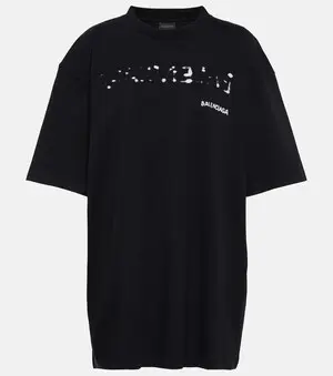 Balenciaga Cotton-Blend Jersey T-Shirt - Black | Editorialist