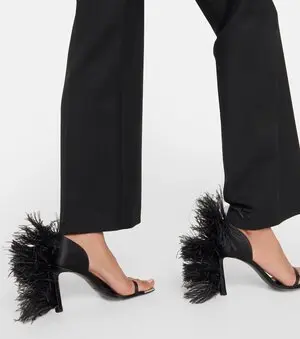 AREA X Sergio Rossi Amazona Feather-trimmed Sandals - Black