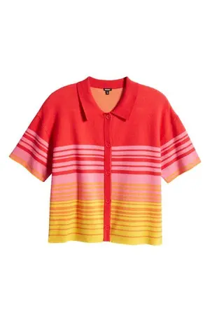 Monrow Striped Polo Sweater