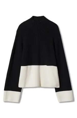 Mango Colorblock Turtleneck Sweater