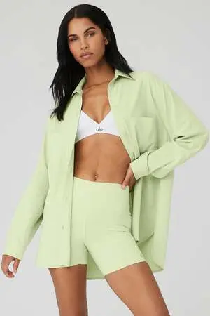 Alo Yoga Dreamscape Button Down Long Sleeve Jacket Iced Green Tea