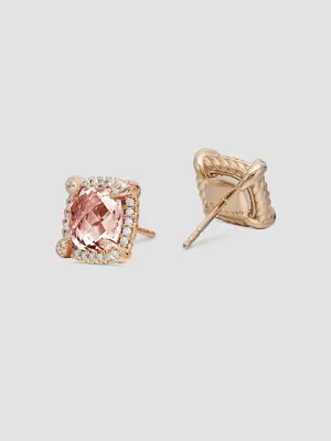 David Yurman Chatelaine Pavé Bezel Stud Earrings In 18k Rose Gold With And Diamonds, 8mm