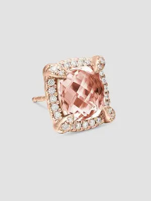 David Yurman Chatelaine Pavé Bezel Stud Earrings In 18k Rose Gold With And Diamonds, 8mm