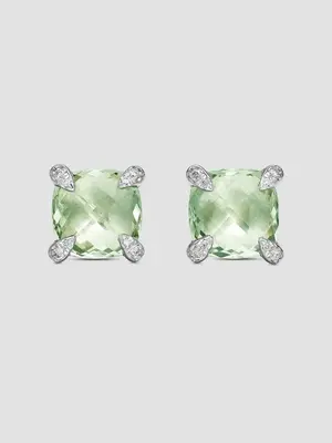 David Yurman Chatelaine Stud Earrings In Sterling Silver Prasiolite