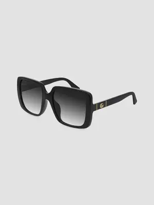 Gucci Lines 56mm Rectangular Sunglasses - Black