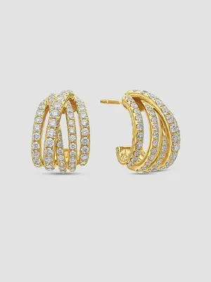 David Yurman Pavé Crossover Shrimp Earrings In 18k With Diamonds, 15.8mm - Diamond