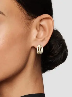 David Yurman Pavé Crossover Shrimp Earrings In 18k With Diamonds, 15.8mm