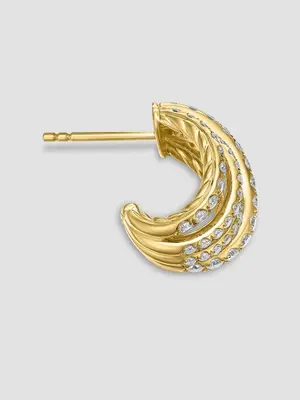 David Yurman Pavé Crossover Shrimp Earrings In 18k With Diamonds, 15.8mm