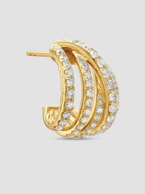 David Yurman Pavé Crossover Shrimp Earrings In 18k With Diamonds, 15.8mm