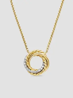 David Yurman Crossover Pendant Necklace In 18k With Diamonds, 14.5mm - Diamond