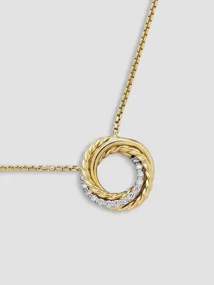 David Yurman Crossover Pendant Necklace In 18k With Diamonds, 14.5mm