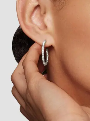 David Yurman Pavé Hoop Earrings In With Diamonds, 25.4mm