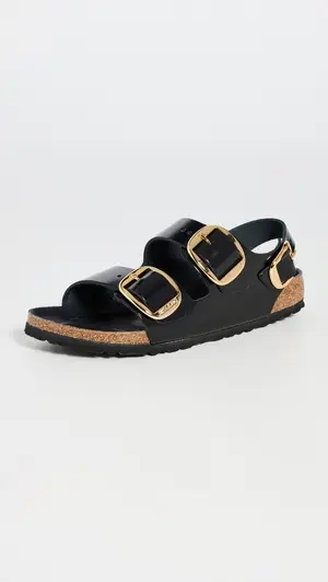 BIRKENSTOCK Milano Big Buckle Sandals - High Shine Black