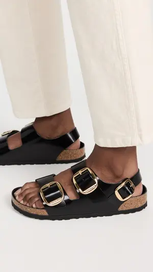 BIRKENSTOCK Milano Big Buckle Sandals - High Shine Black