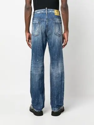 Dsquared2 Distressed Patchwork Straight Leg Jeans