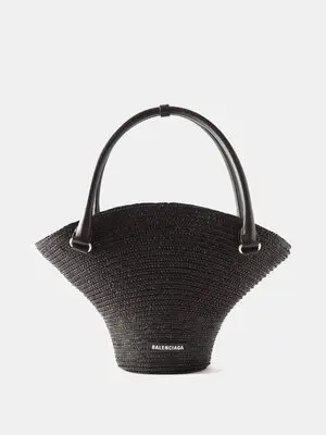 Balenciaga Balenciaga - Medium Straw Basket Tote Bag - Womens - Black - Black