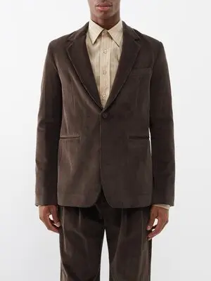 MARYAM NASSIR ZADEH Maryam Nassir Zadeh - Focus Corduroy Single-breasted Blazer - Mens - Brown - Brown