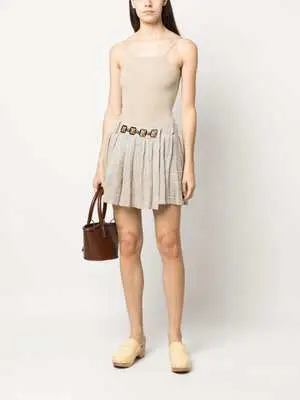 Alberta Ferretti Stone-detailing Pleated Miniskirt