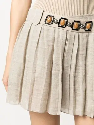 Alberta Ferretti Stone-detailing Pleated Miniskirt