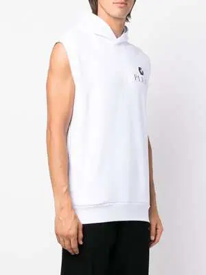 Philipp Plein Logo-print Sleeveless Hoodie - White