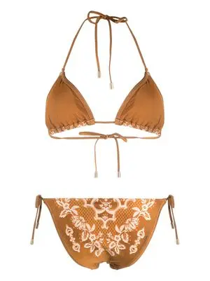 Zimmermann Floral-motif Halterneck Bikini Set