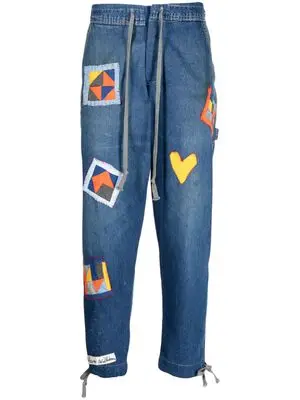 GREG LAUREN Patch-detail Drawstring Jeans