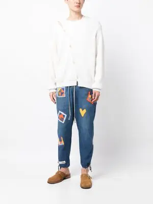 GREG LAUREN Patch-detail Drawstring Jeans