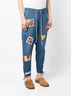 GREG LAUREN Patch-detail Drawstring Jeans