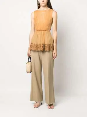 Alberta Ferretti Lace-trim Silk Tank Top