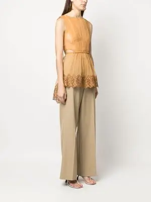 Alberta Ferretti Lace-trim Silk Tank Top