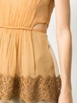 Alberta Ferretti Lace-trim Silk Tank Top