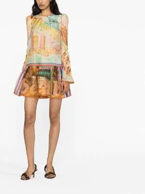 Zimmermann Tama Printed Layered Minidress