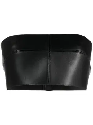 Roberto Cavalli Strapless Leather Bandeau Top - Black