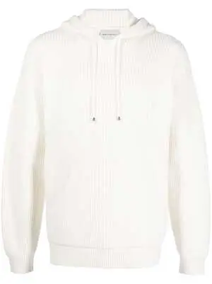 Drole De Monsieur Logo-embroidered Waffle-knit Hoodie - White