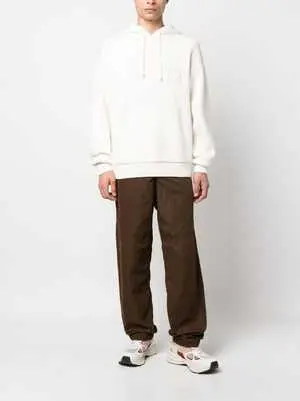 Drole De Monsieur Logo-embroidered Waffle-knit Hoodie - White