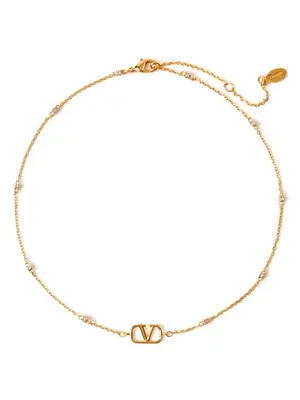 Valentino Garavani Vlogo Signature Crystal-embellished Necklace - Gold