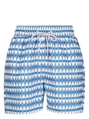 Love Brand & Co. Graphic-print Drawstring Swim Shorts - Blue